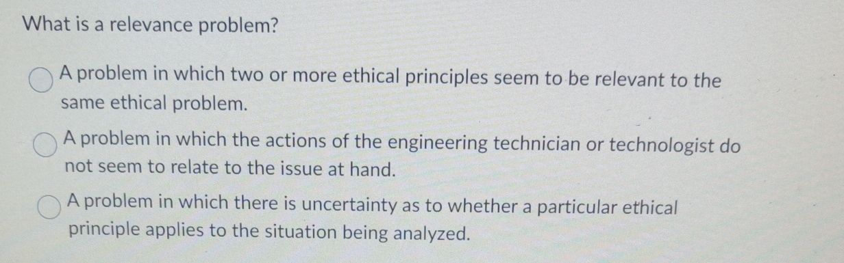 Solved What is a relevance problem?A problem in which two or | Chegg.com