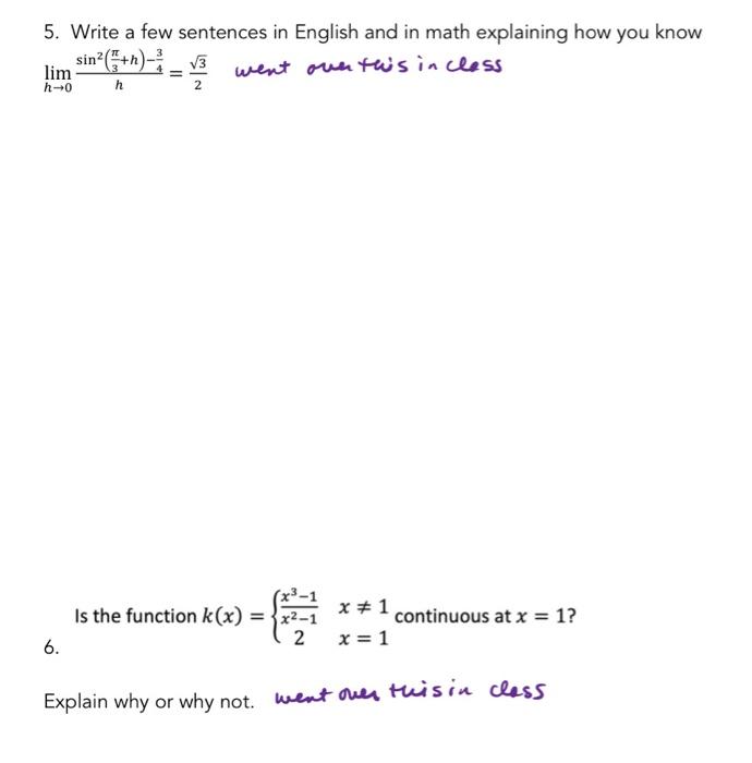 Solved 5. Write a few sentences in English and in math | Chegg.com