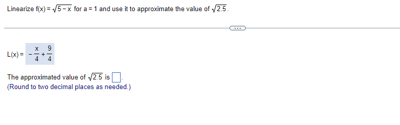 Solved Linearize f(x)=5-x2 ﻿for a=1 ﻿and use it to | Chegg.com