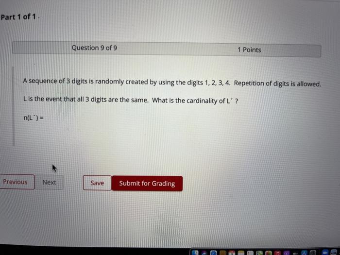 Solved Part 1 of 1 Question 9 of 9 1 Points A sequence of 3 | Chegg.com