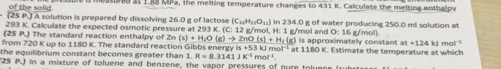 Solved of the solid.(25 ﻿P.) ﻿A solution is prepared by | Chegg.com