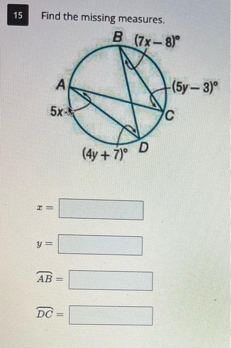 Solved Find the missing measures. | Chegg.com