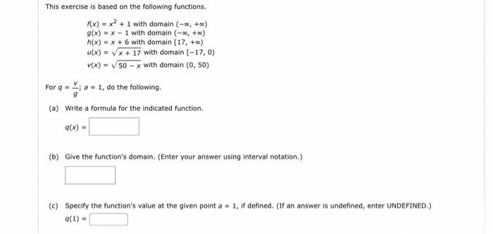 Solved This exercise is based on the following functions. | Chegg.com