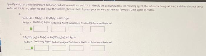 Solved pecify which of the following are oxidation-reduction | Chegg.com