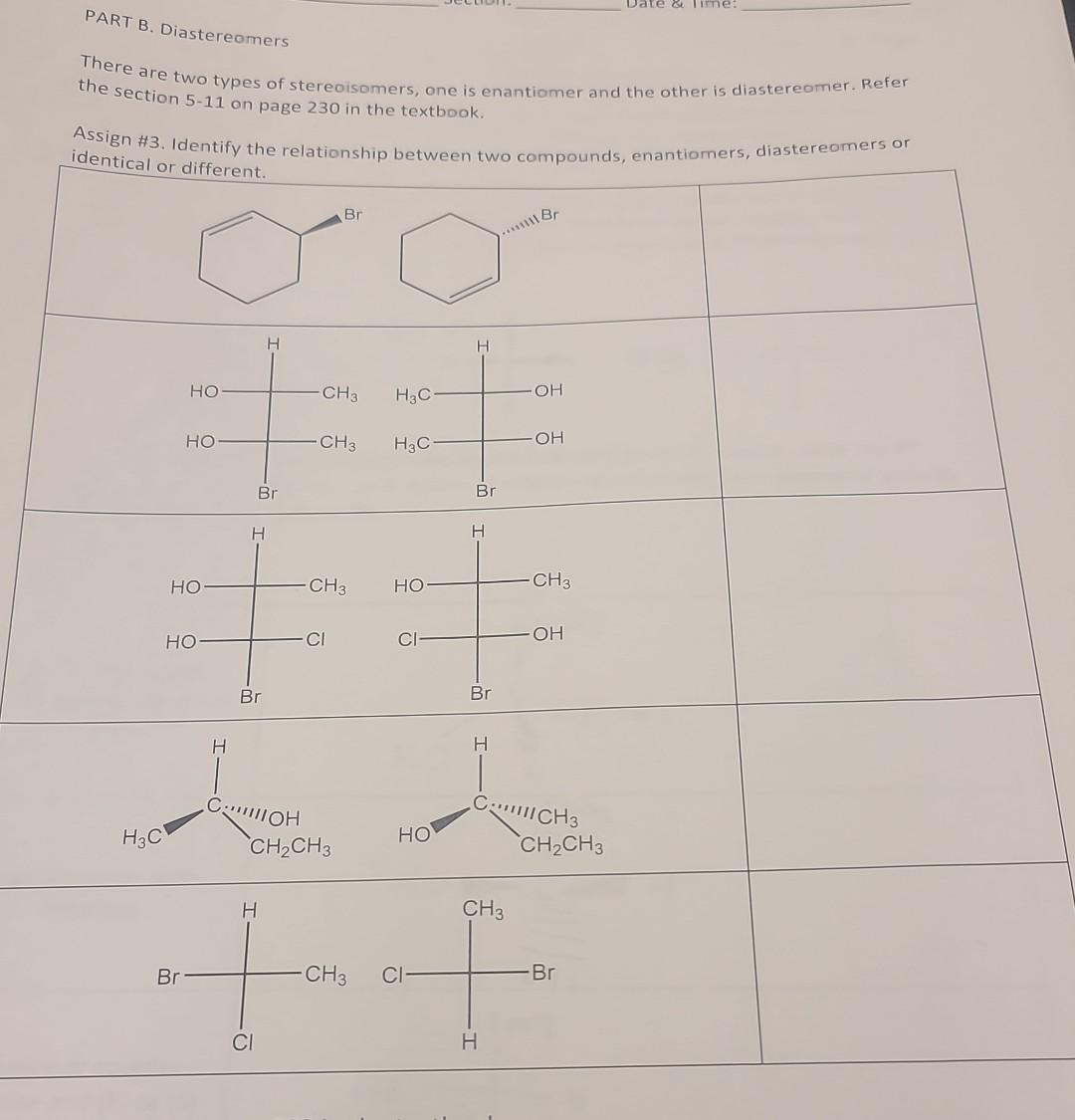Solved PART B. Diastereomers | Chegg.com