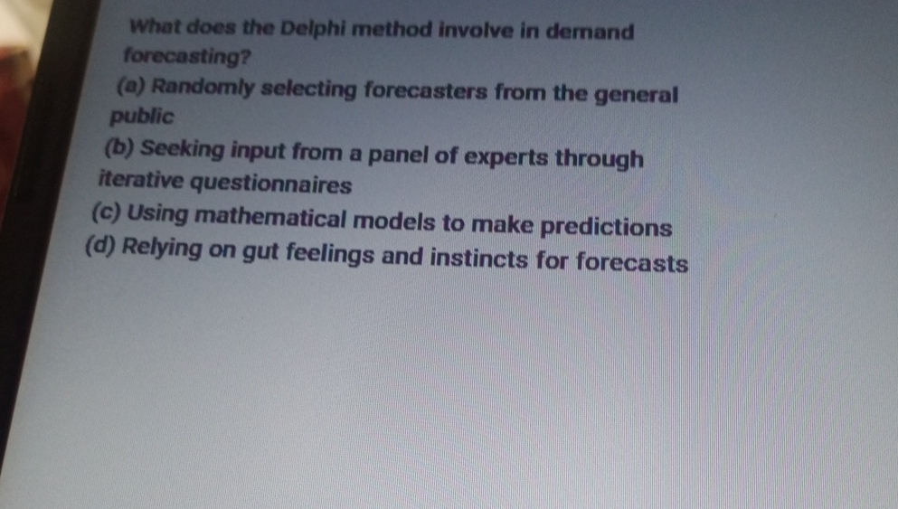 Solved What does the Delphi method involve in dernand | Chegg.com
