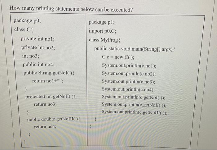Solved How many printing statements below can be executed? | Chegg.com