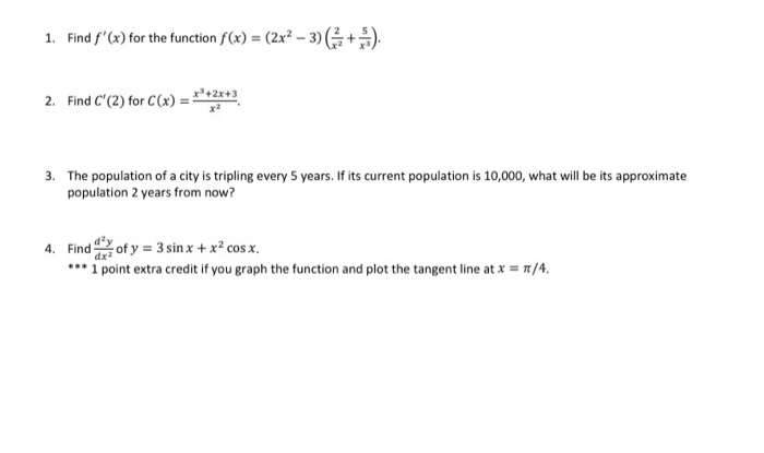 Solved 1. Find f'(x) for the function f(x) = (2x - 3) (+). | Chegg.com