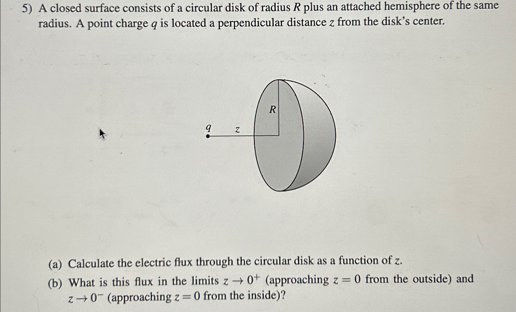 Solved A closed surface consists of a circular disk of | Chegg.com