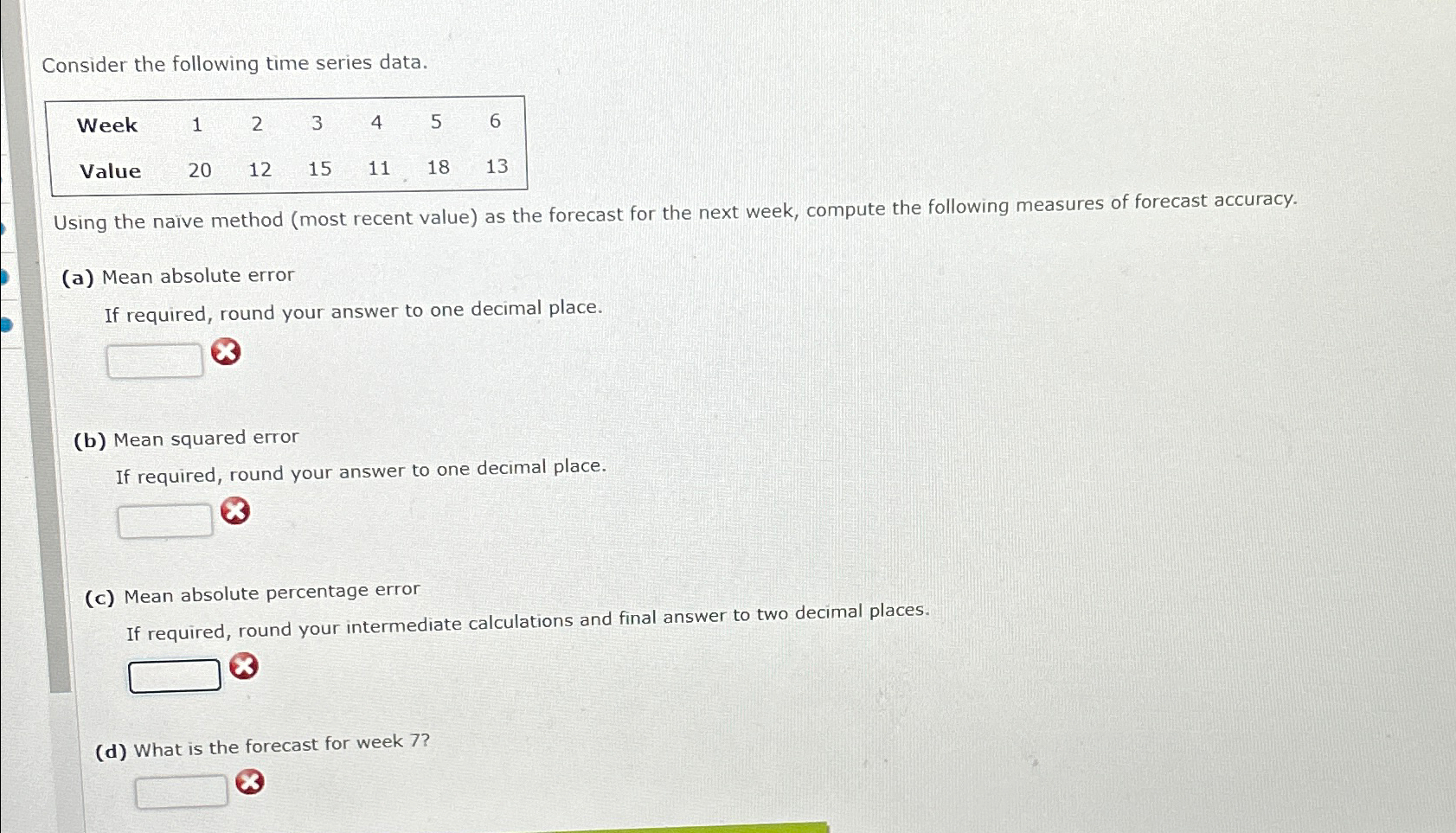 Solved Consider the following time series | Chegg.com