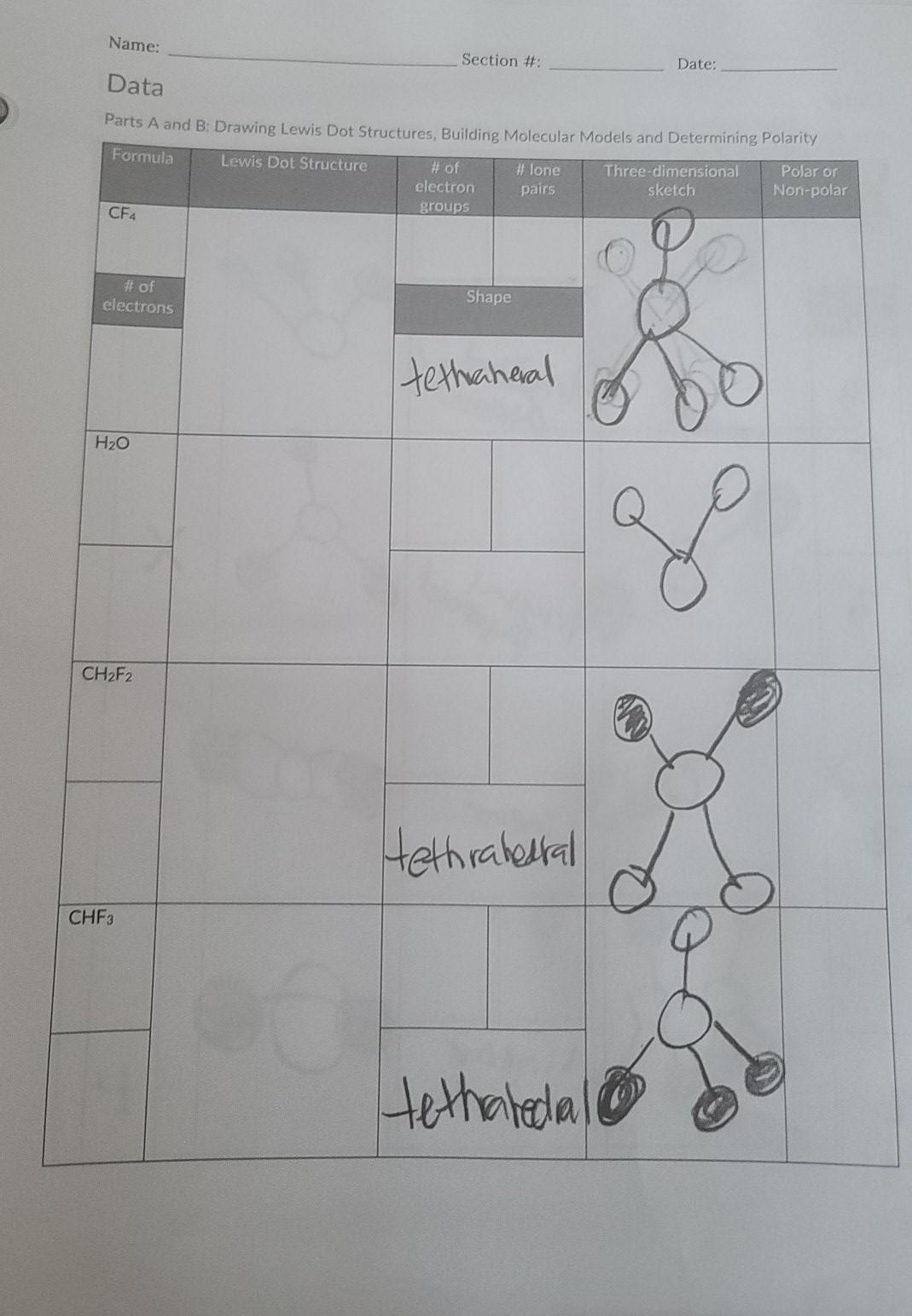 Solved Name: Section #: Date: Data Parts A and B: Drawing | Chegg.com