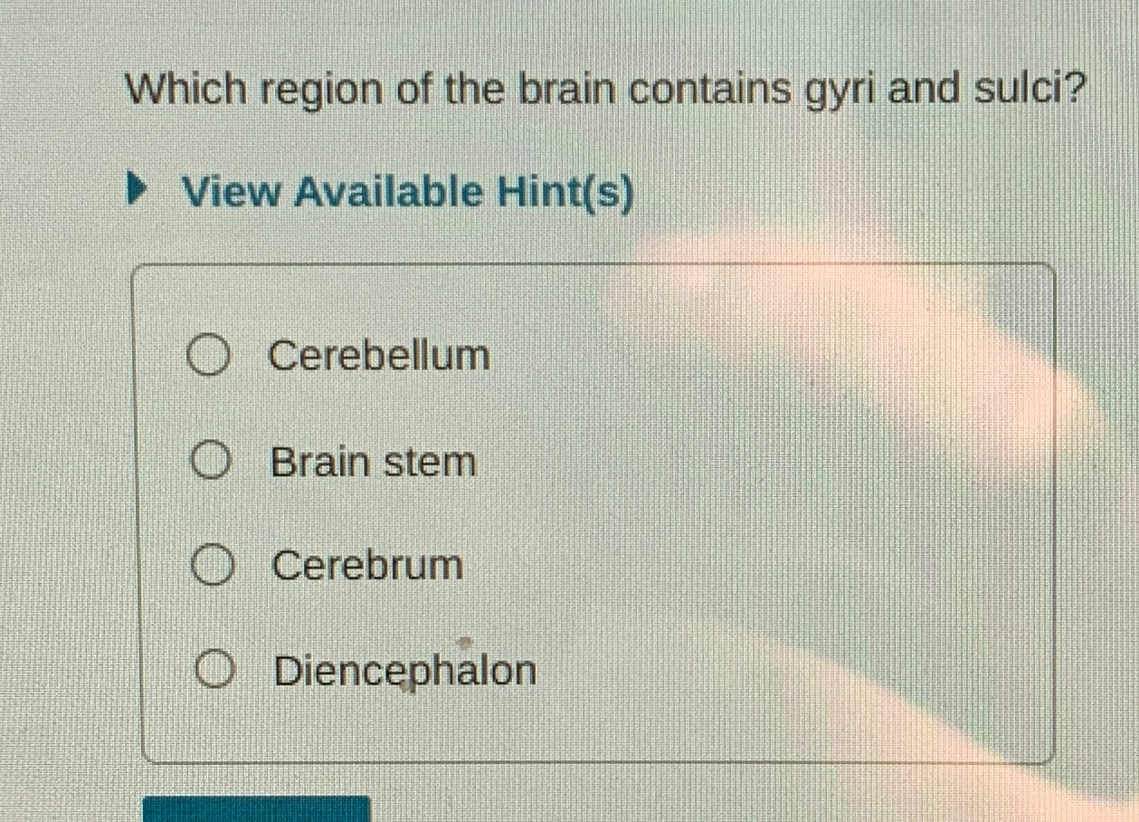Solved Which region of the brain contains gyri and | Chegg.com