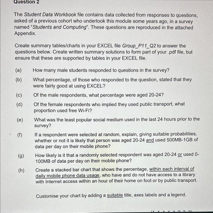 Solved Question 2 The Student Data Workbook file contains | Chegg.com