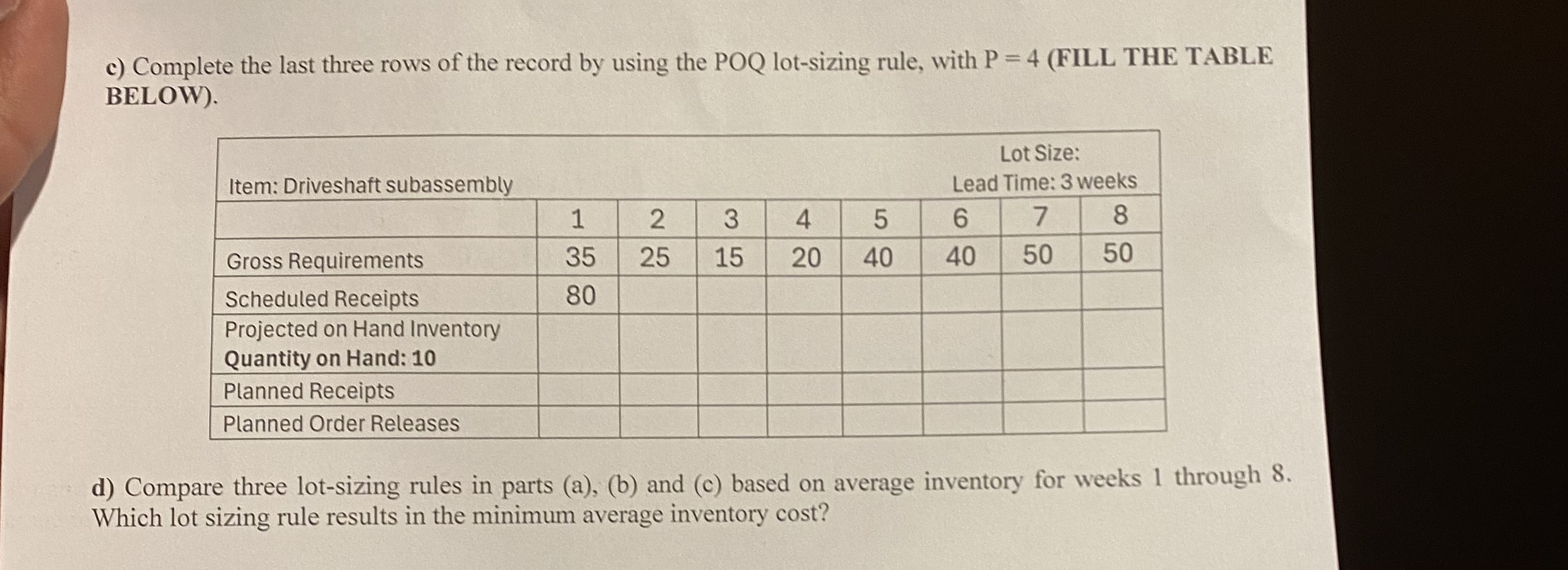 Solved c) ﻿Complete the last three rows of the record by | Chegg.com