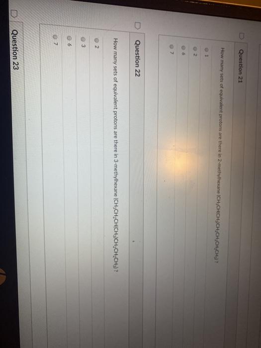 Solved Question 21 How many sets of equivalent protons are | Chegg.com