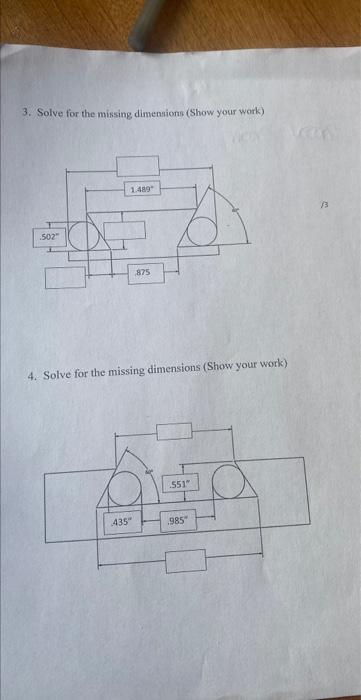 1. Solve for the missing dimensions (Show your work) | Chegg.com