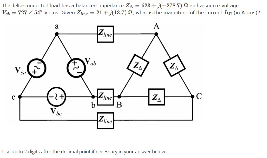 Solved The delta-connected load has a balanced impedance | Chegg.com