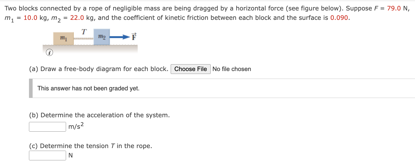 Solved Two blocks connected by a rope of negligible mass are | Chegg.com