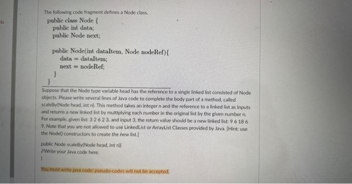 Solved The following code fragment defines a Node class. | Chegg.com