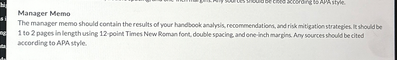 Solved Manager MemoThe manager memo should contain the | Chegg.com