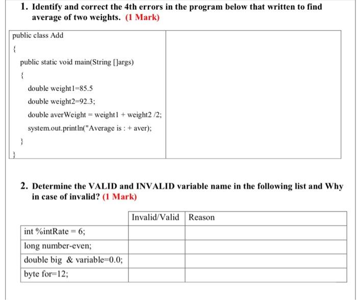 Solved 1. Identify and correct the 4 th errors in the | Chegg.com