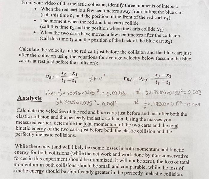 Solved From your video of the elastic collision, identify | Chegg.com