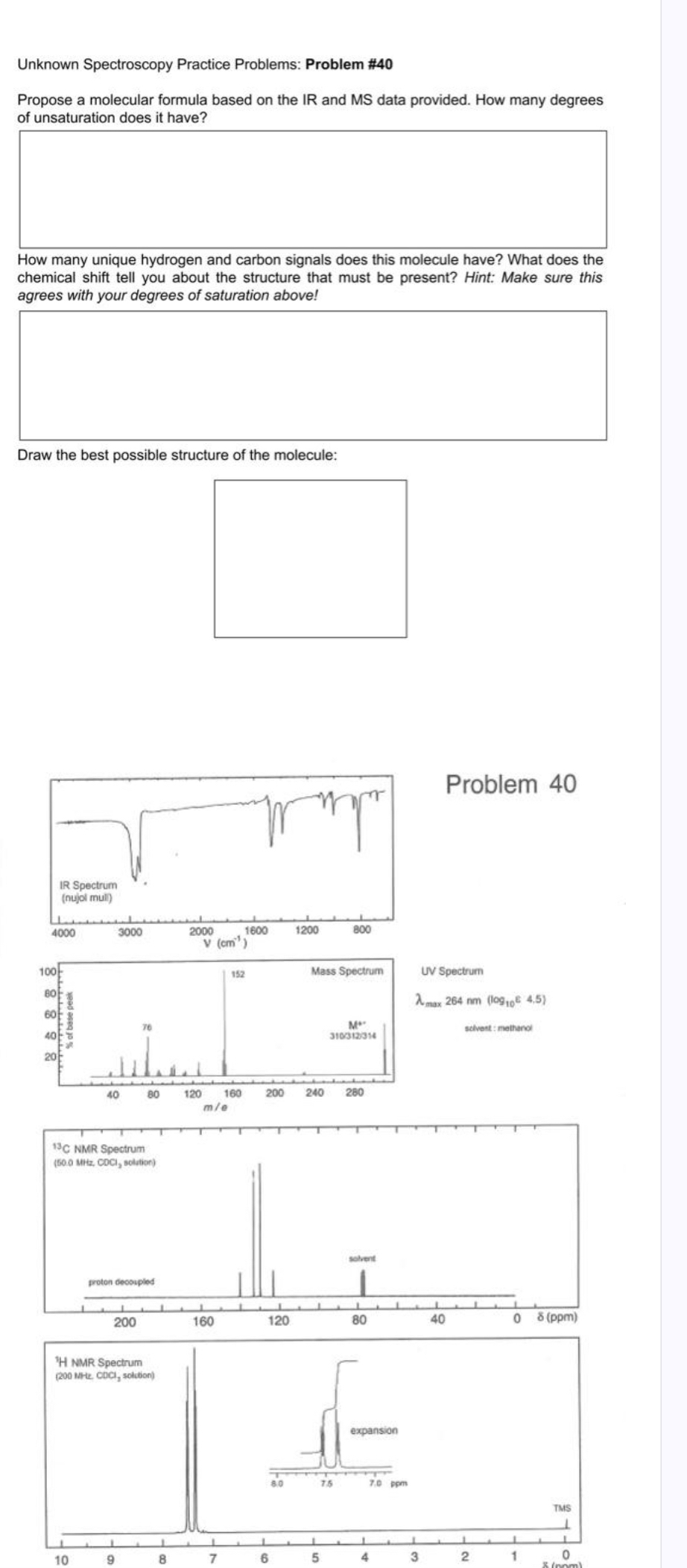 Unknown Spectroscopy Practice Problems: Problem | Chegg.com