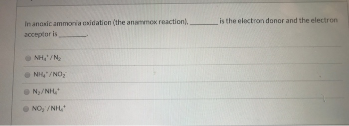 Solved In anoxic ammonia oxidation (the anammox reaction). | Chegg.com