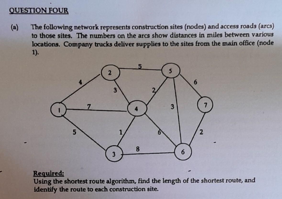 Solved a) The following network represents construction | Chegg.com