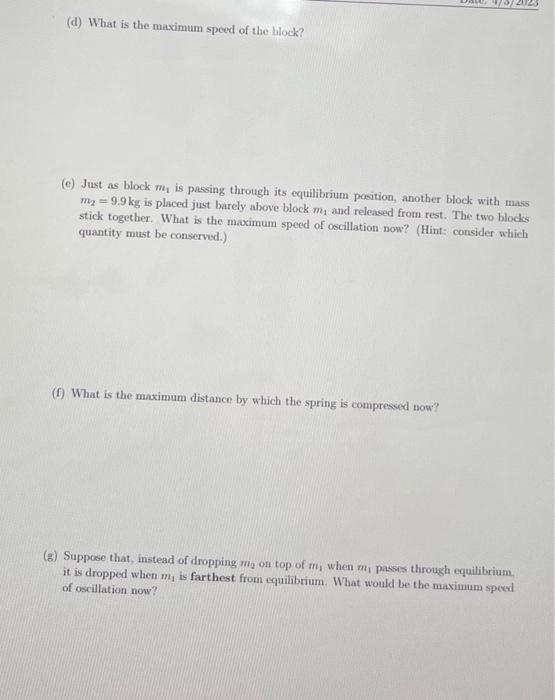 A block with mass m1=3.5 kg sits at rest on a | Chegg.com