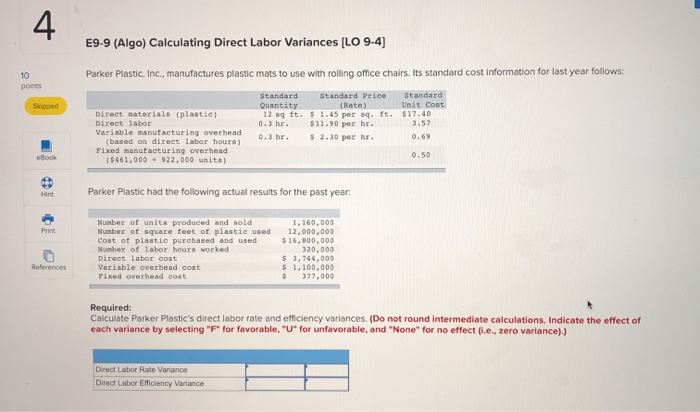 Solved E9-9 (Algo) Calculating Direct Labor Variances (LO | Chegg.com