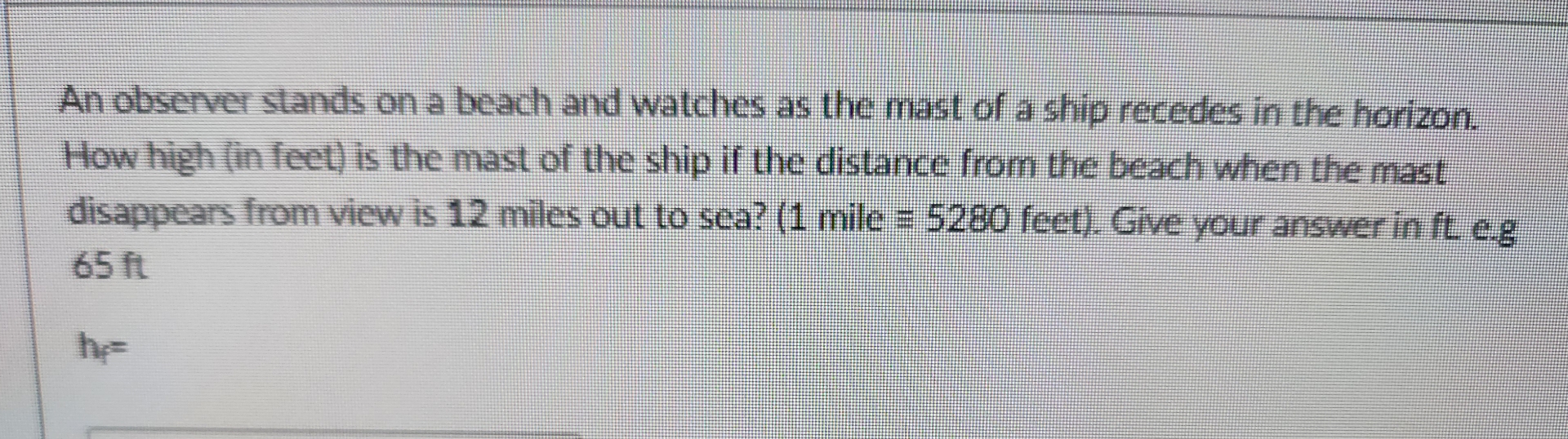 Solved An observer stands on a beach and watches as the mast | Chegg.com