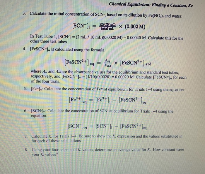 Solved Chemical Equilibrium: Finding a Constant, Kc Because | Chegg.com