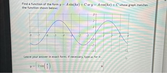 [solved] Find A Function Of The Form Y Asin Kx C Or Y Ac