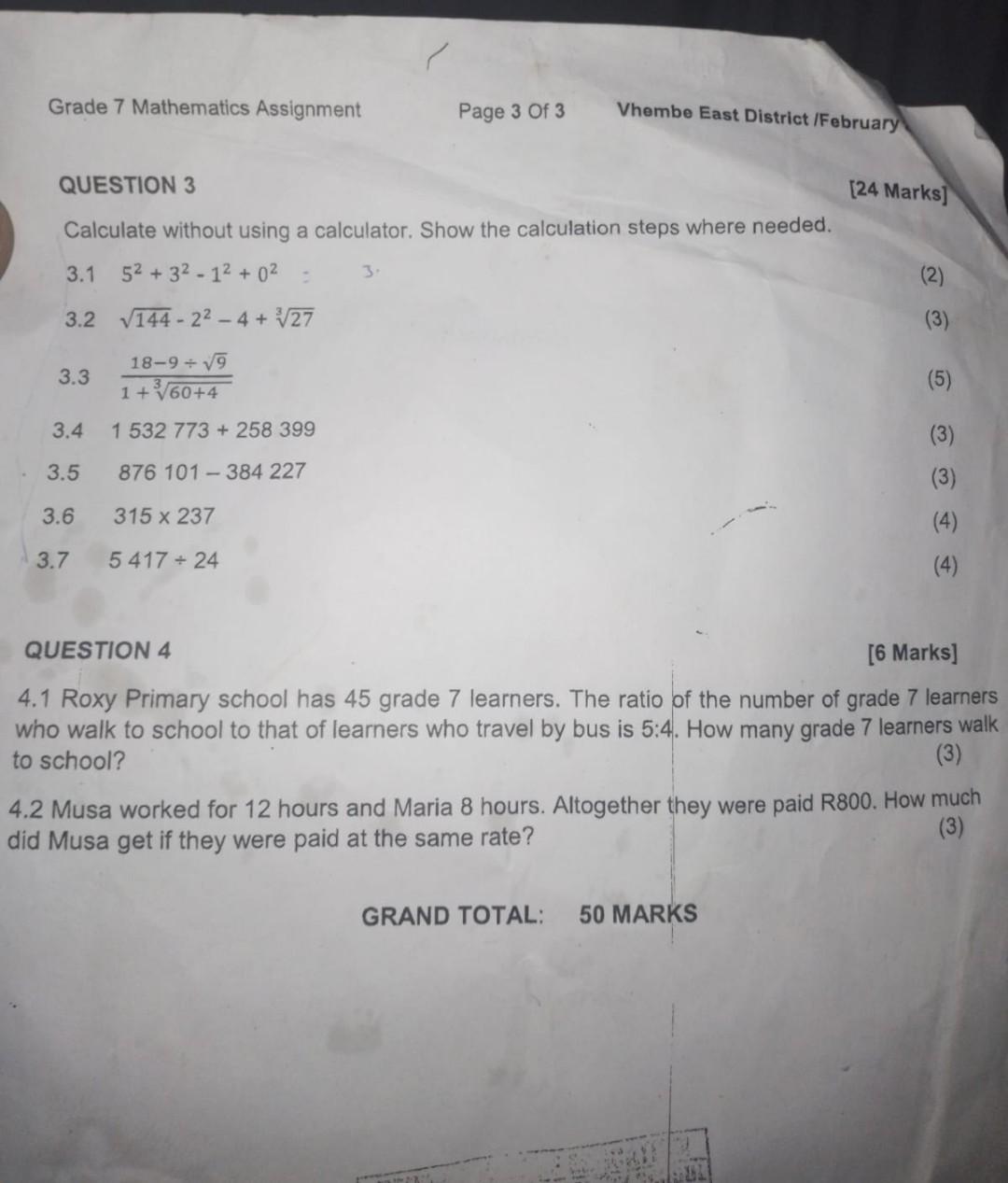 Solved Calculate without using a calculator. Show the | Chegg.com