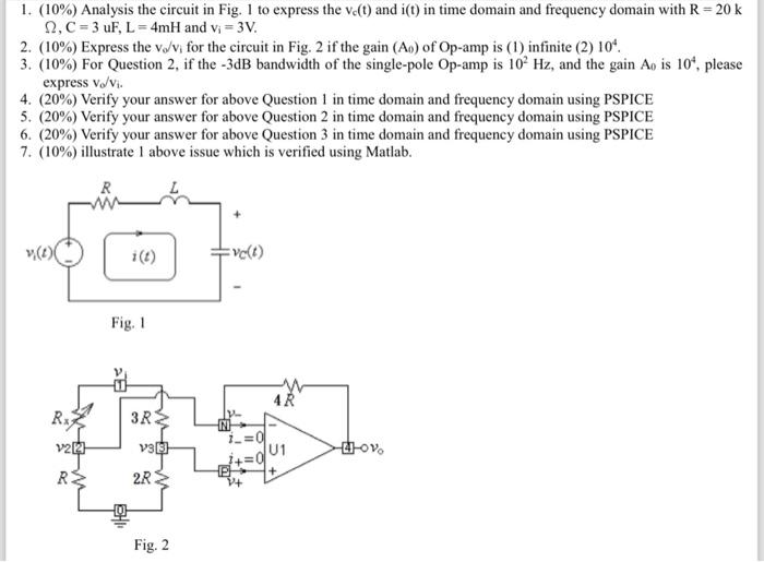 Solved 1. (10%) Analysis the circuit in Fig. 1 to express | Chegg.com