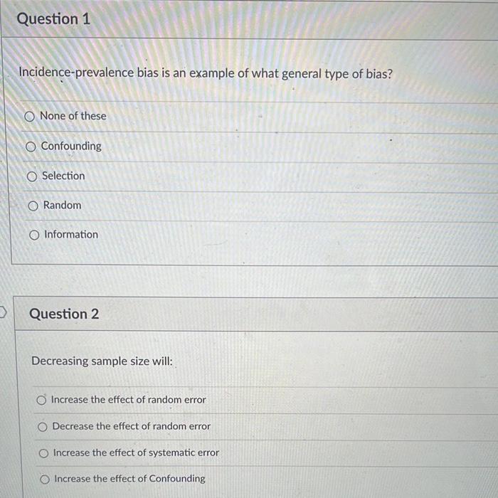 Solved Incidence-prevalence bias is an example of what | Chegg.com
