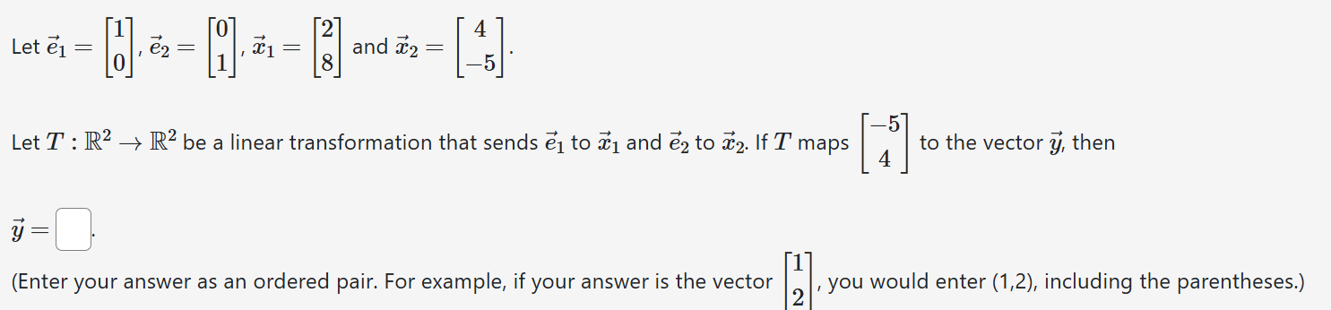 Solved Let vec(e)1=[10],vec(e)2=[01],vec(x)1=[28] ﻿and | Chegg.com