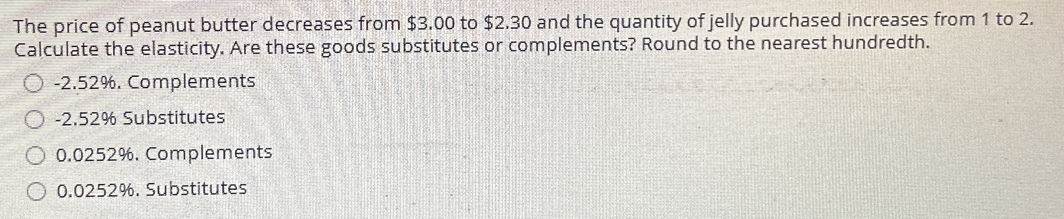 Solved The price of peanut butter decreases from $3.00 ﻿to | Chegg.com