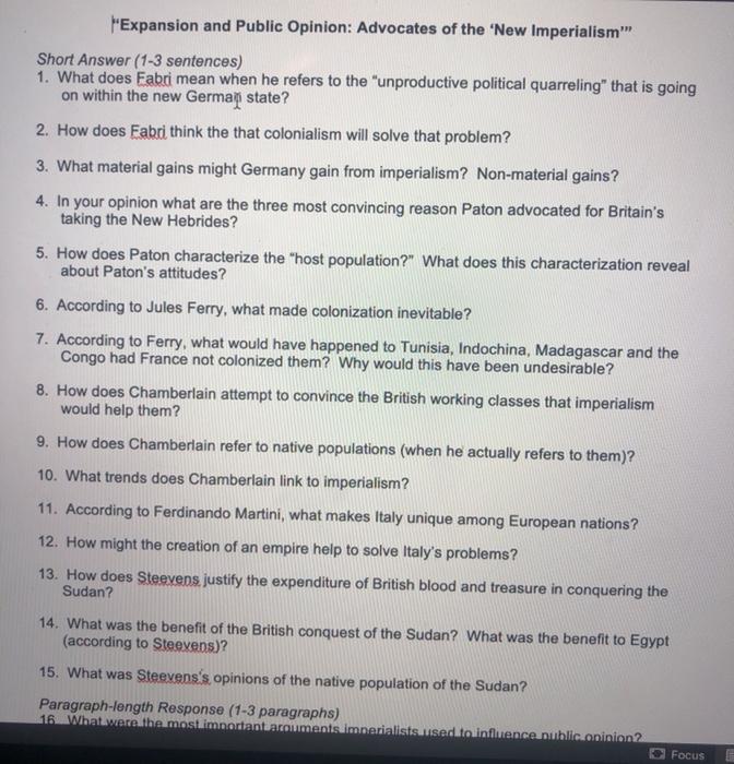 "Expansion and Public Opinion: Advocates of the 'New | Chegg.com