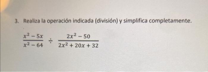 Solved 1. Realiza la operación indicada (suma) y simplifica | Chegg.com