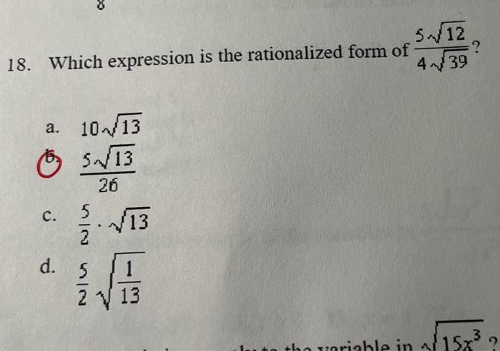 Solved which expression is the rtionalozed form of 5 square | Chegg.com