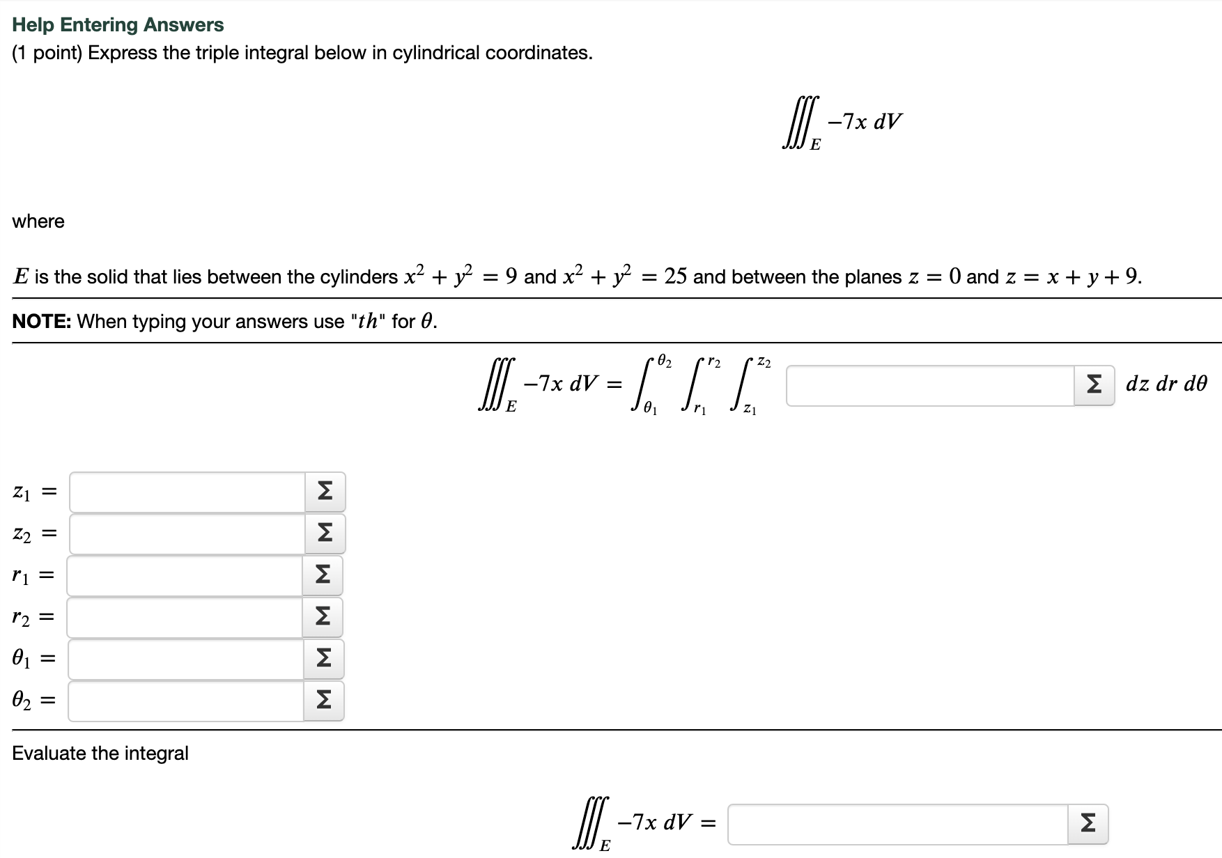 Solved Help Entering Answers(1 ﻿point) ﻿Express the triple | Chegg.com