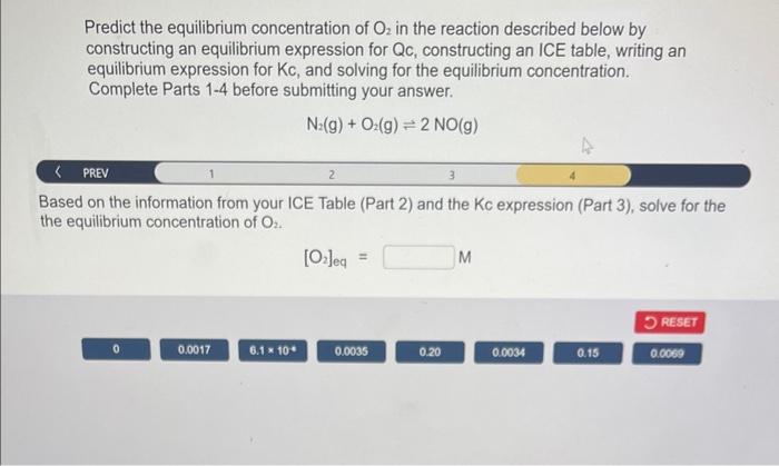 Solved Predict the equilibrium concentration of O2 in the | Chegg.com