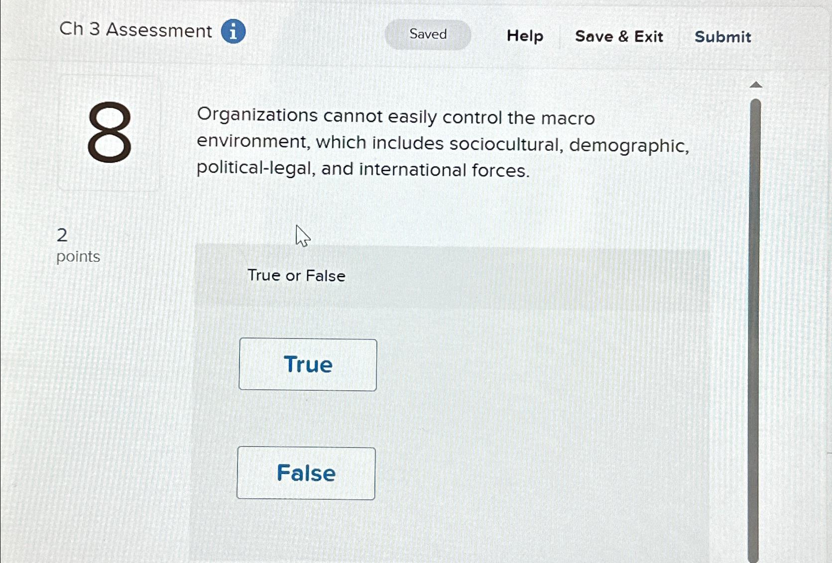Solved Ch 3 ﻿Assessment (i)HelpSave & | Chegg.com