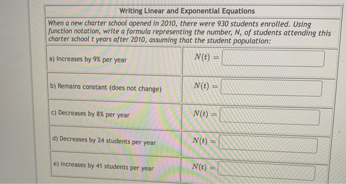 Solved Writing Linear and Exponential Equations When a new | Chegg.com