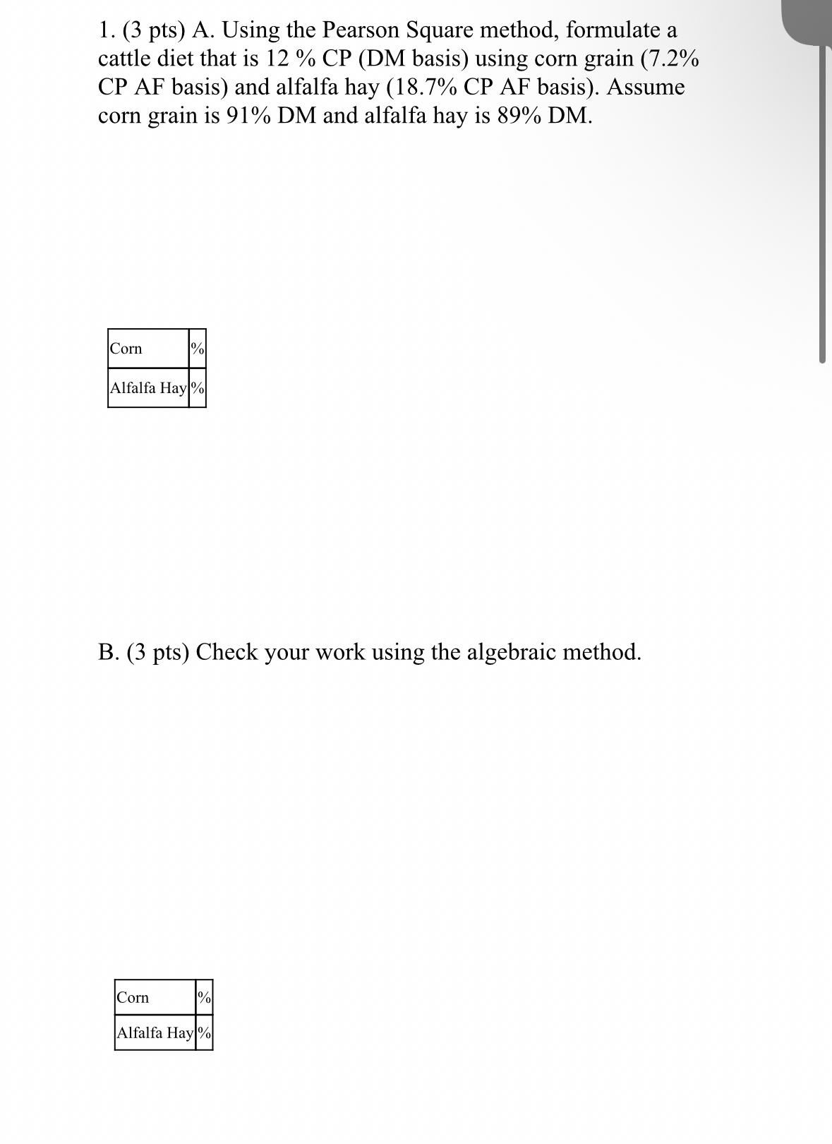 Solved (3 ﻿pts) ﻿A. ﻿Using the Pearson Square method, | Chegg.com