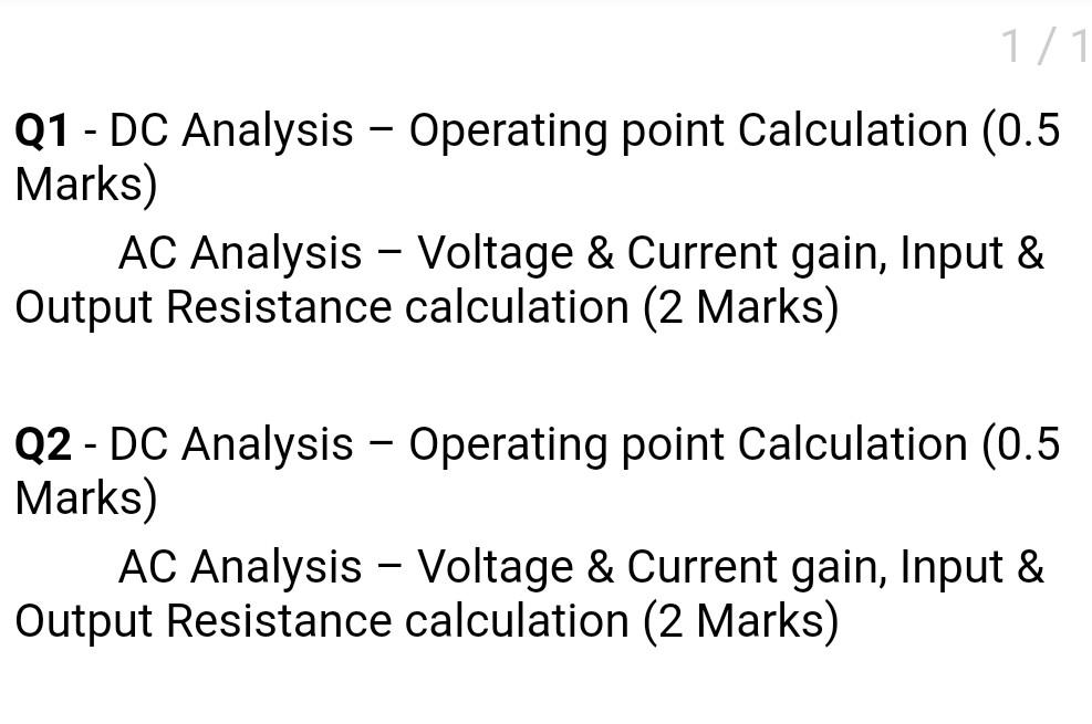 Solved 1/1 Q1 - DC Analysis - Operating point Calculation | Chegg.com