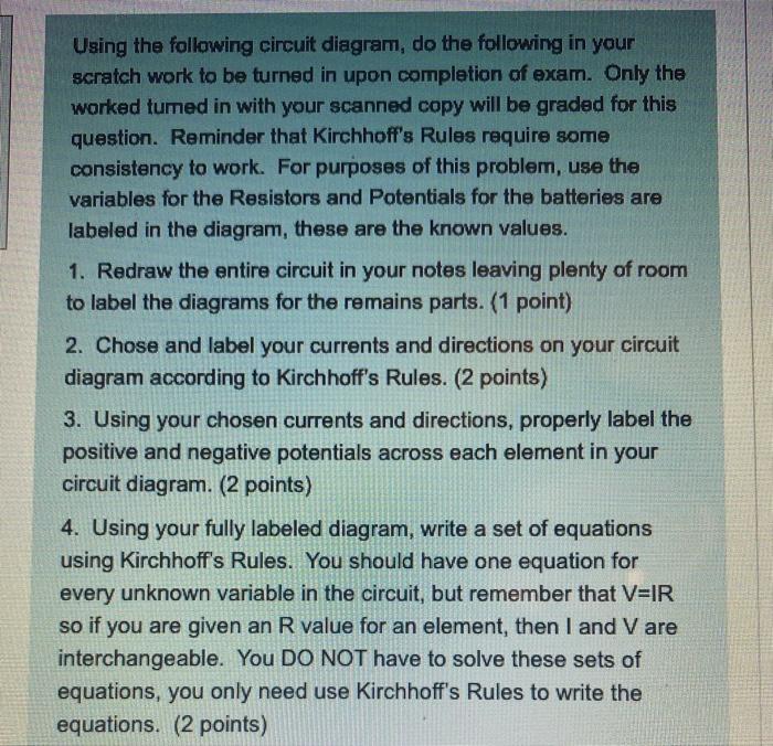Solved Using the following circuit diagram, do the following | Chegg.com