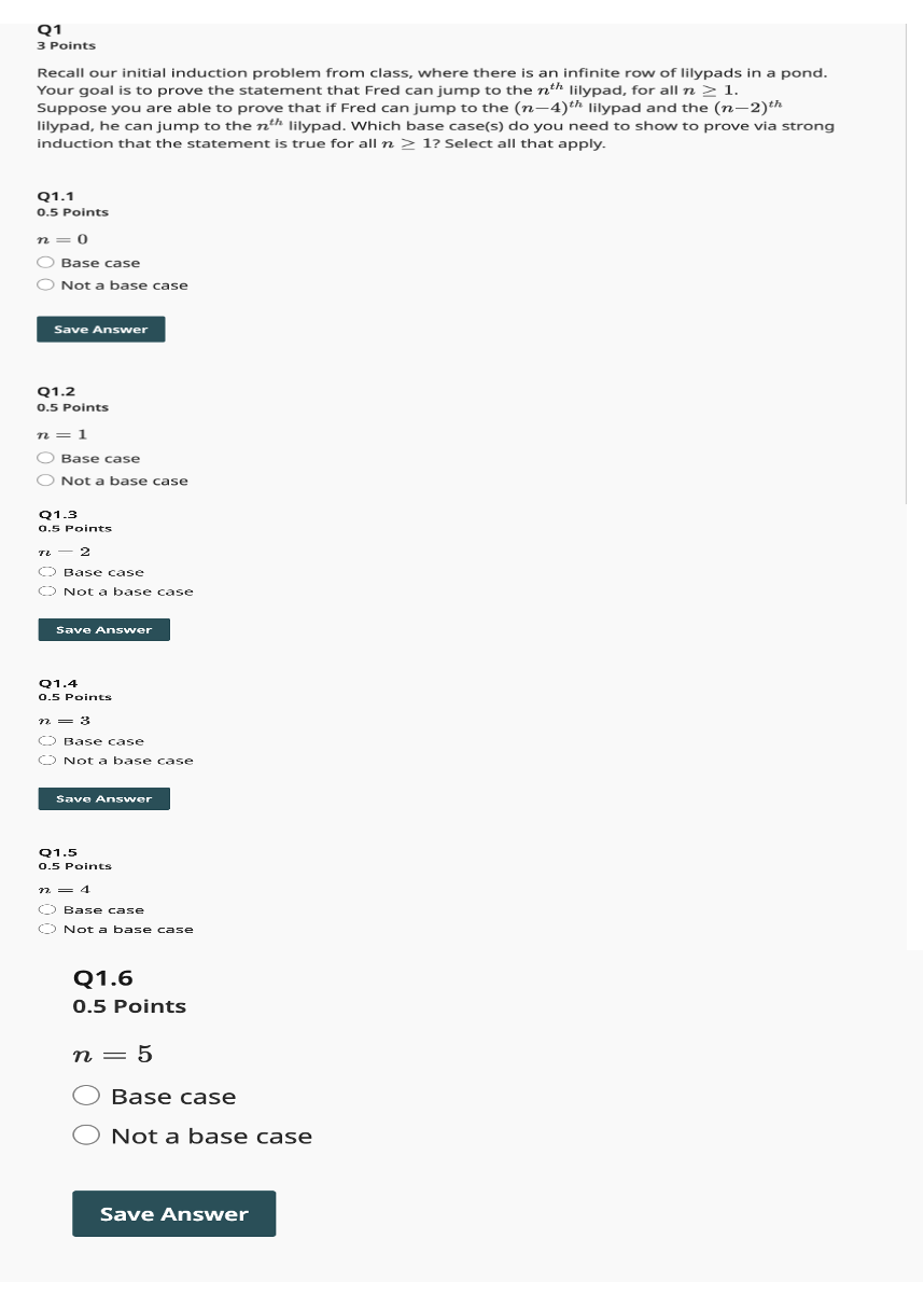 Q13 ﻿PointsRecall our initial induction problem from | Chegg.com